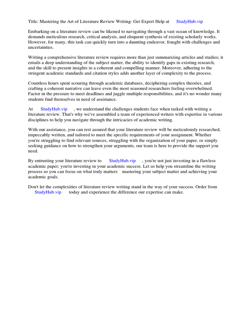 Expert Literature Review Help | PDF | Thesis | Essays