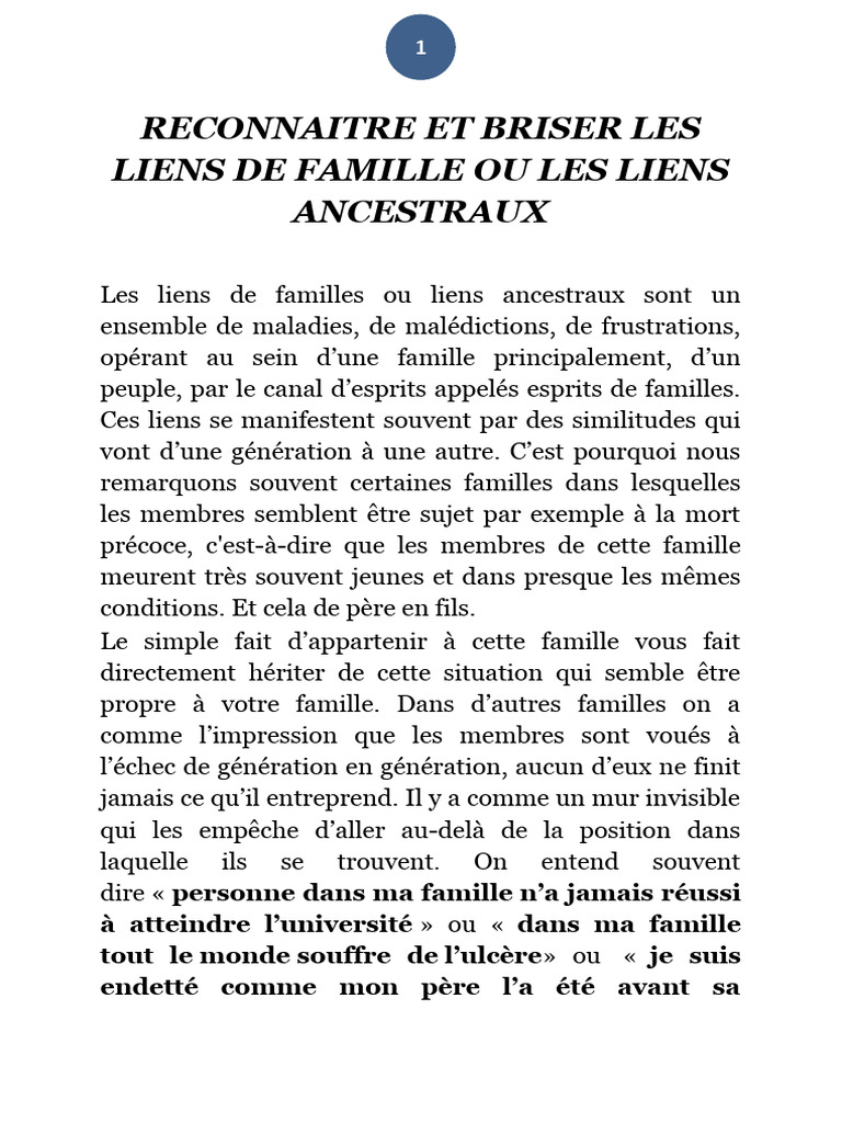 Briser les liens familiaux ancestraux | PDF | Dieu | Baptisme