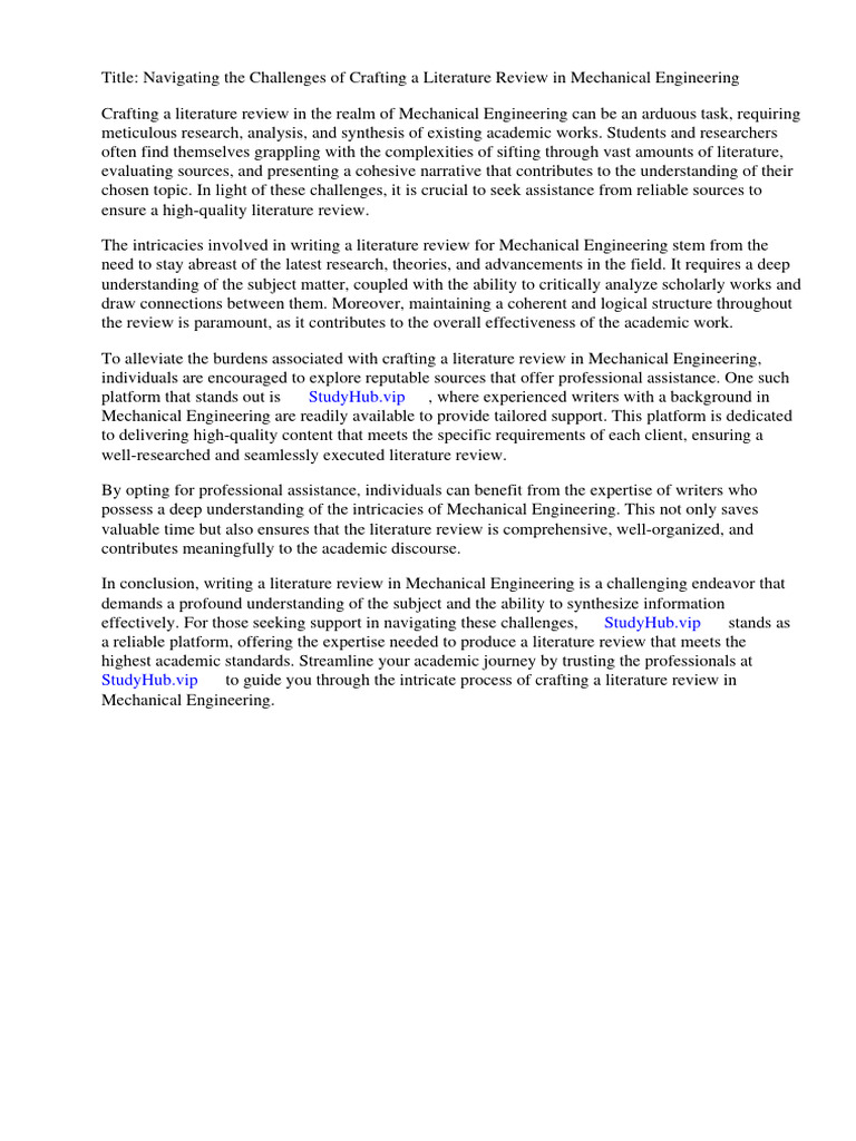 Literature Review Mechanical Engineering Example | PDF | Cluster ...