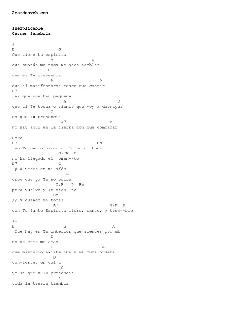 Inexplicable - Acordes y Letra | PDF