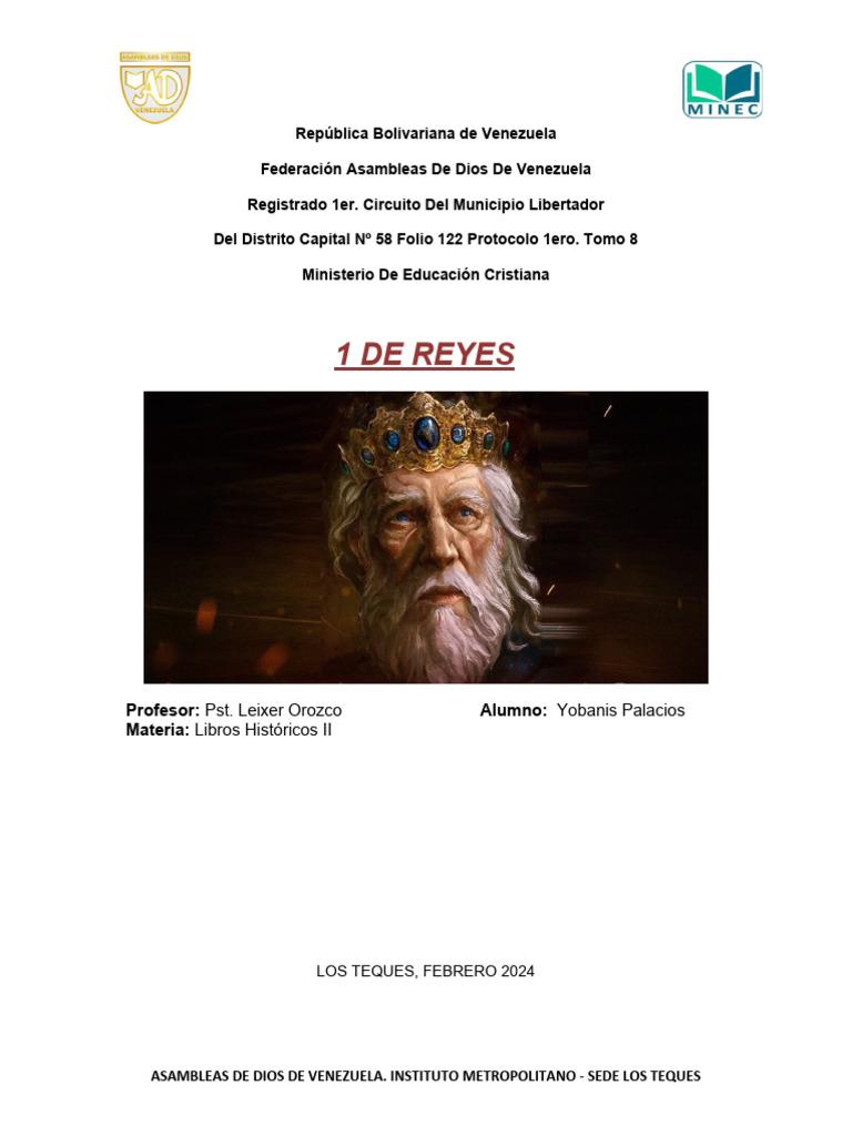TRABAJO #1 1 DE REYES | PDF | Elijah | Libros de reyes