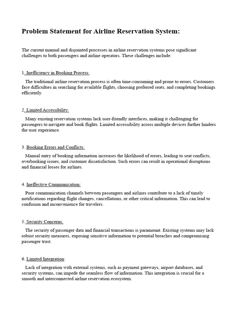 Airline Reservation System | Download Free PDF | Feasibility Study ...