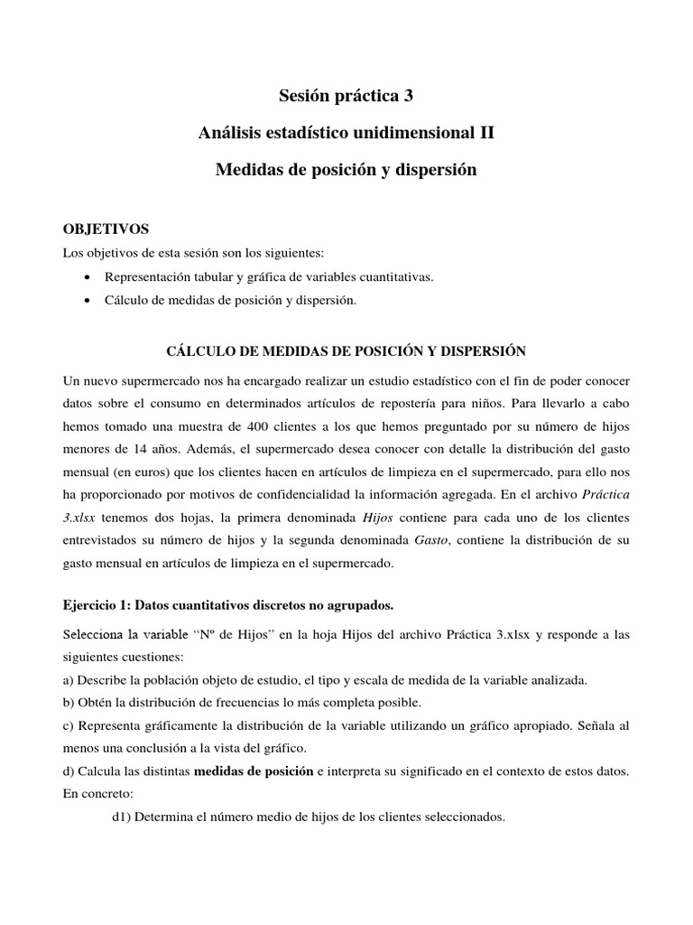 Guión Sesión Práctica 3 | PDF | Dispersión estadística | Estadísticas
