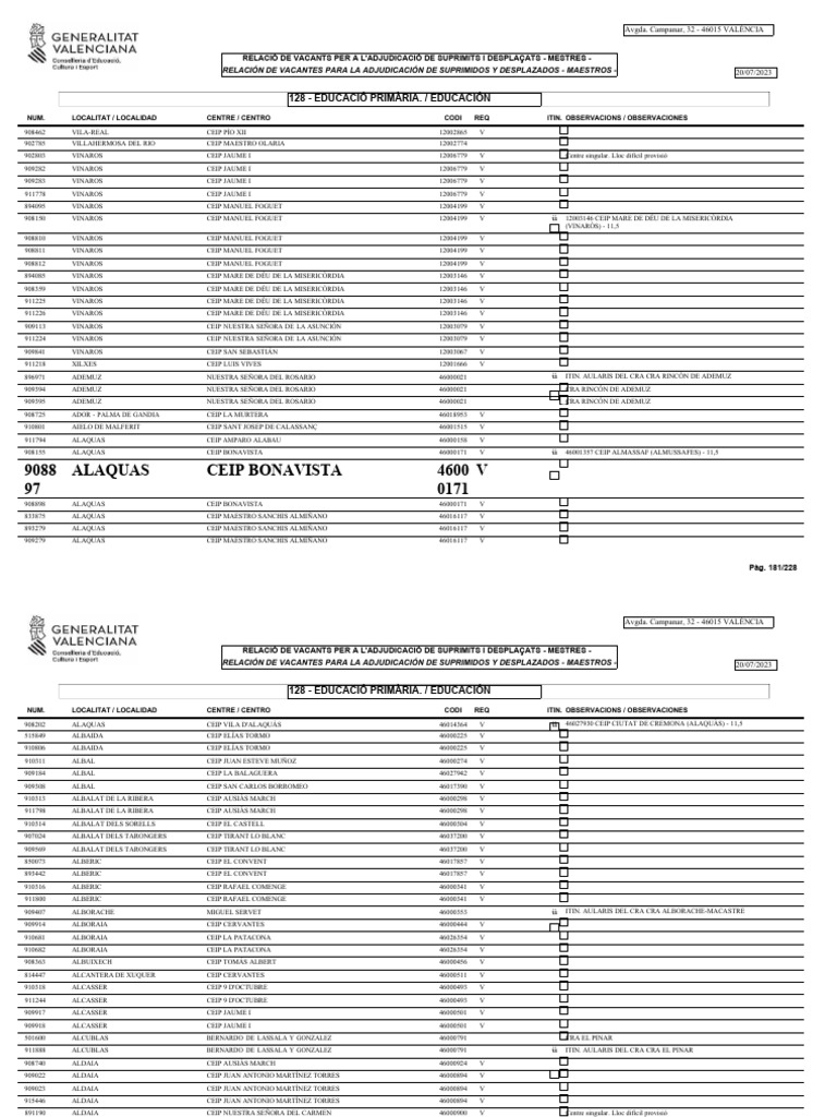 Sup 2023 Vac Lis Mae | PDF