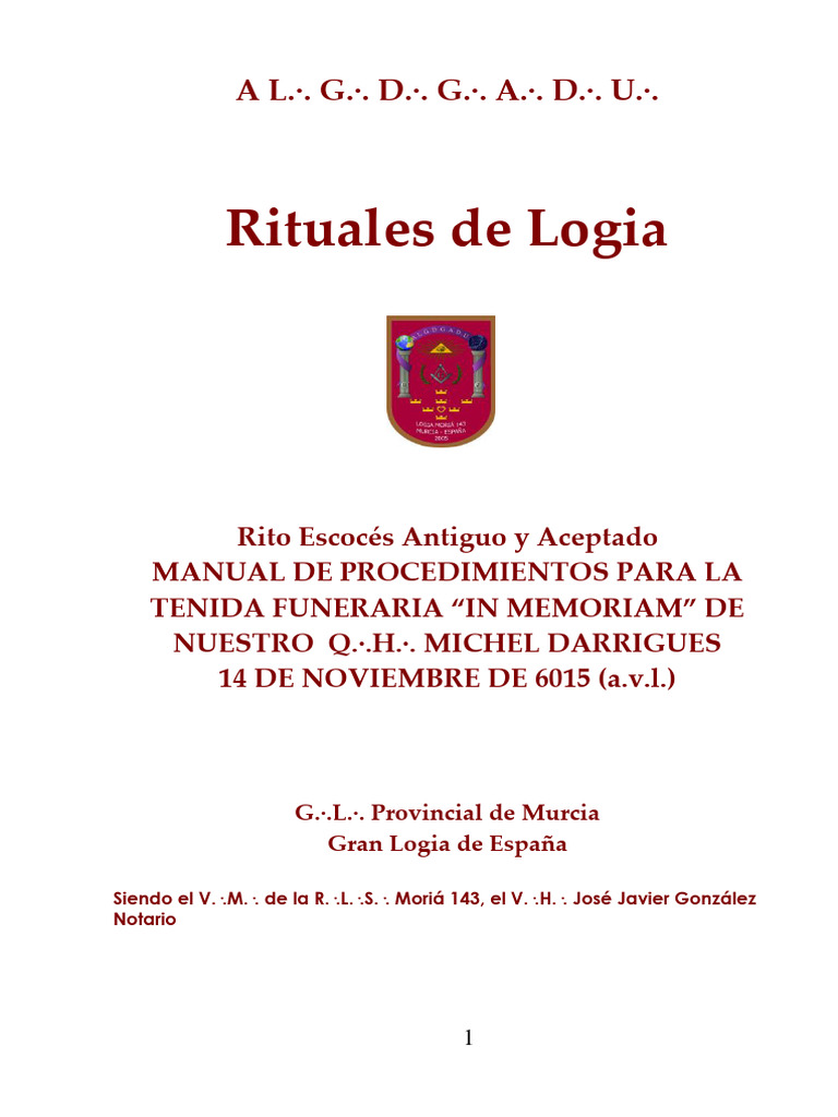 Ritual Tenida Funeraria | PDF | Masonería | Funeral