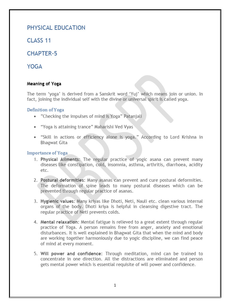 CLASS-11 - PHY-ED. - CHAPTER-5. - Physical Fitness Andwellness | Download Free PDF | Asana ...