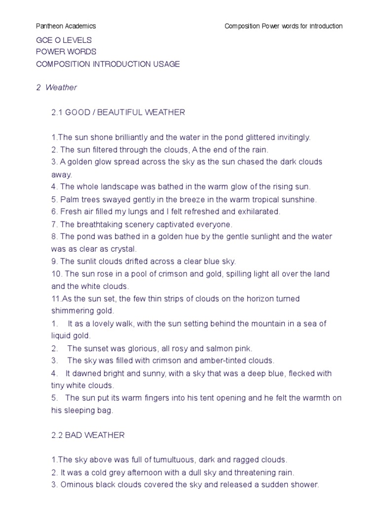 Composition Words | PDF | Sky | Cloud