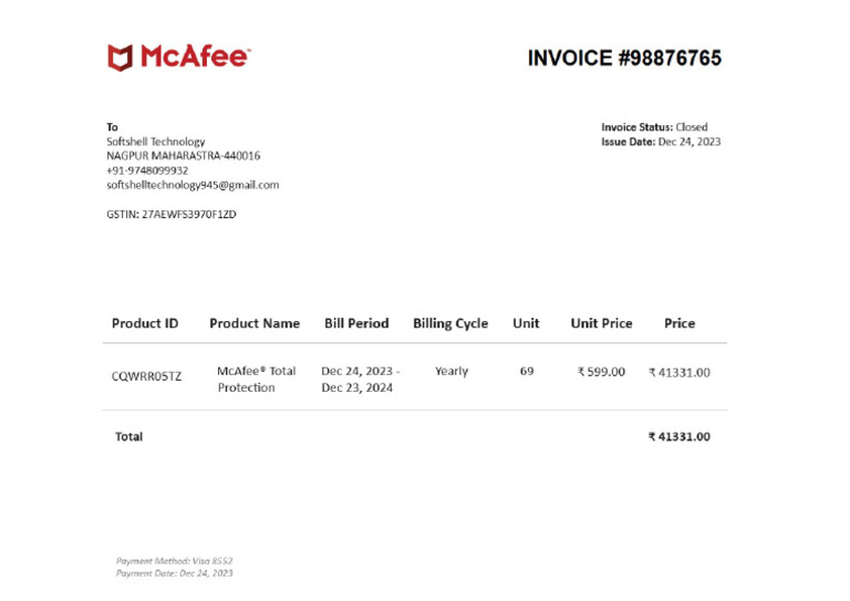 McAfee_Receipt | PDF