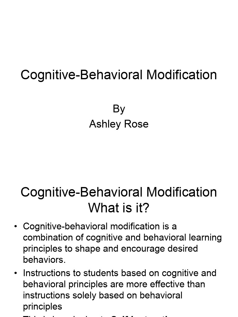 Cognitive Behavioral Modification | PDF | Cognitive Behavioral Therapy ...