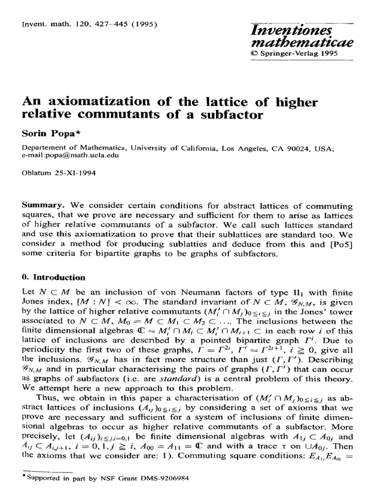 An Axiomatization of The Lattice of Higher Relative Commutants of A ...