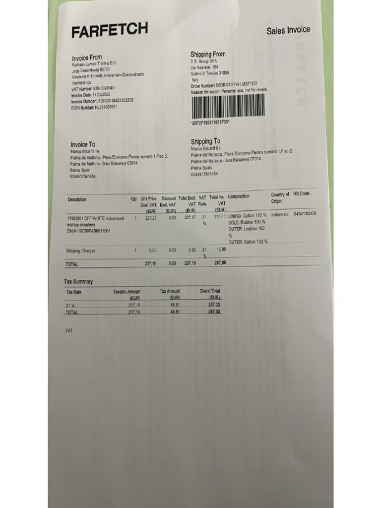 Facture-Farfetch | PDF