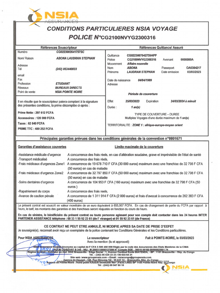 Assurance Voyage | PDF