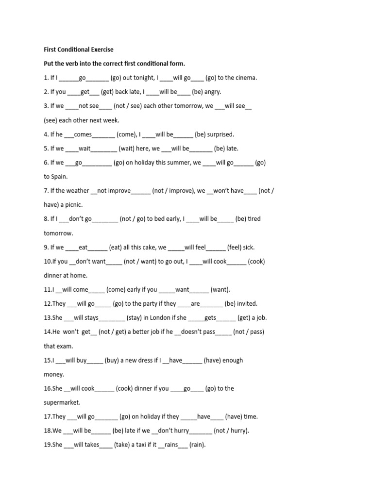 First Conditional Exercise - Engleza | PDF