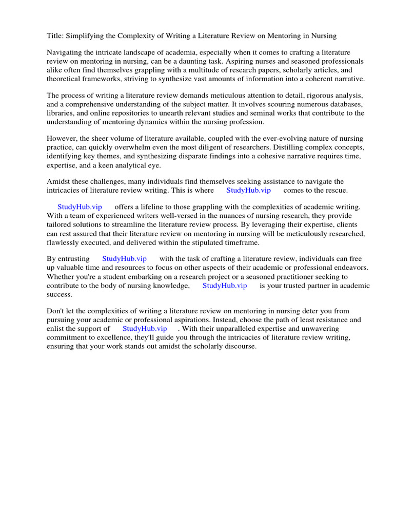 Literature Review on Nursing Mentoring | PDF | Mentorship | Nursing