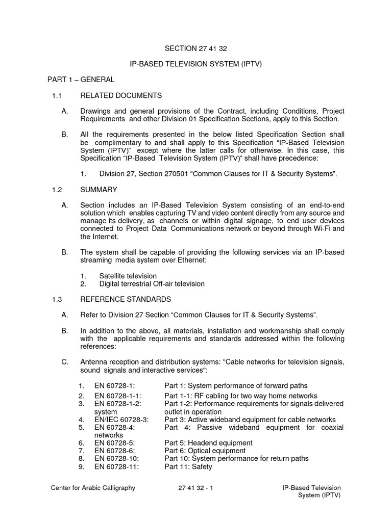 27 41 32 Ip-Based Television System (Iptv) | PDF | Set Top Box | Cable ...