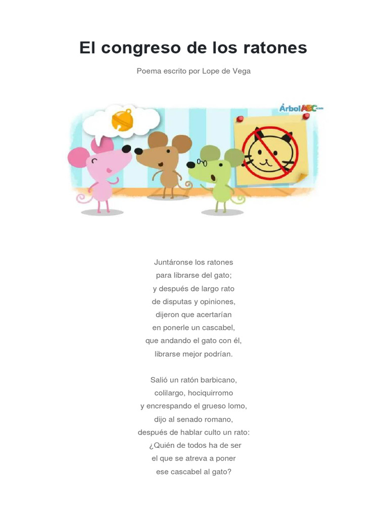 POEMAS CORTOS El Congreso de Los Ratones | PDF