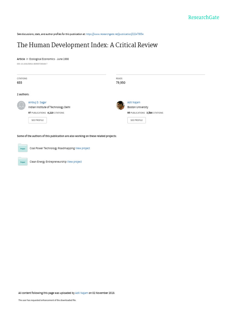 The Human Development Index A Critical Review | PDF | Human Development ...
