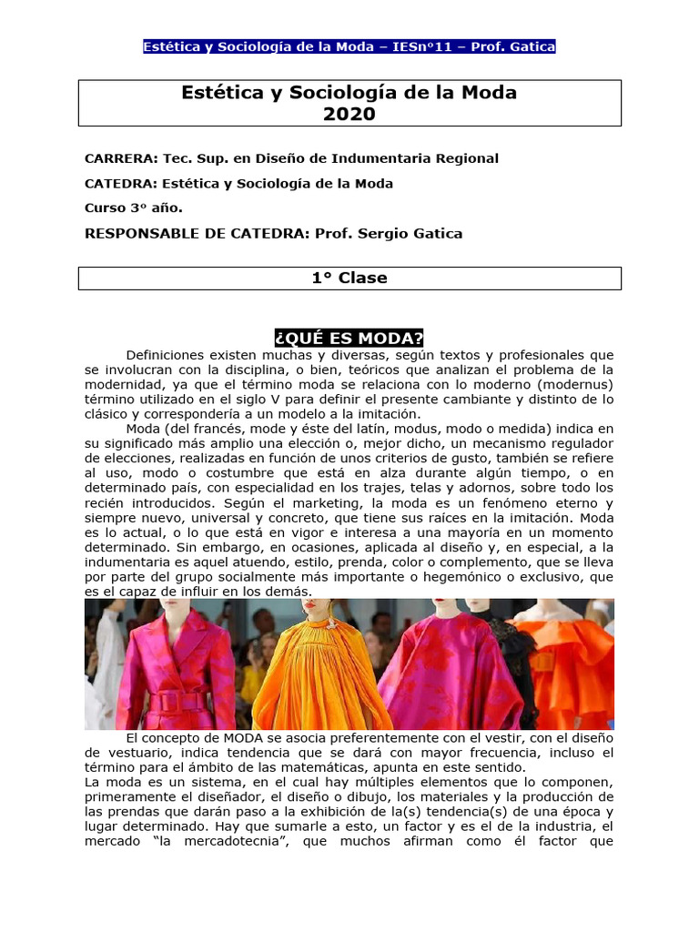 Moda: Estética y Sociología en 2020 | PDF | Moda | Belleza