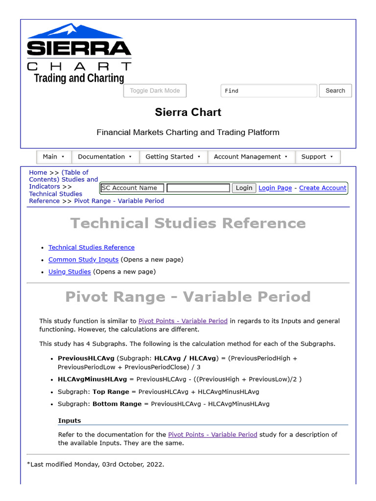 Sierra Chart-Pivot Range | PDF