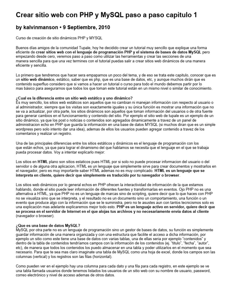 Crear Sitio Web Con PHP y MySQL Paso A Paso | PDF | Adobe Dreamweaver | Php