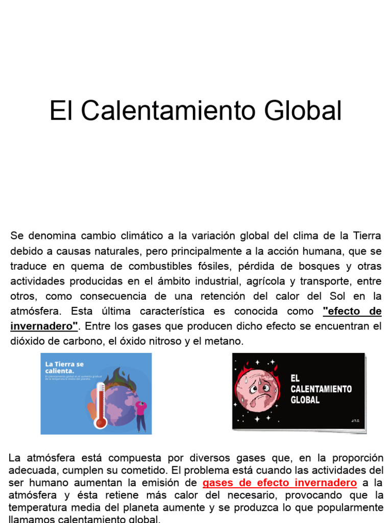 El Calentamiento Global | PDF | Gases de efecto invernadero | Cambio ...