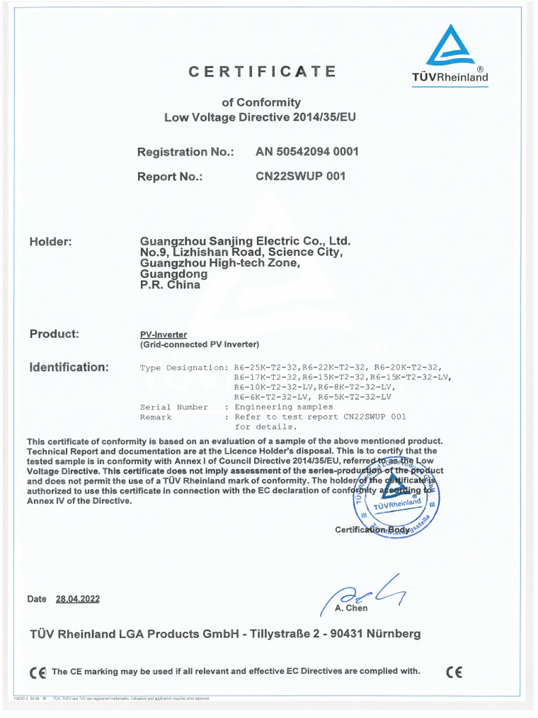 R6 - (15-25) K-T2-32 LVD Certificate | PDF