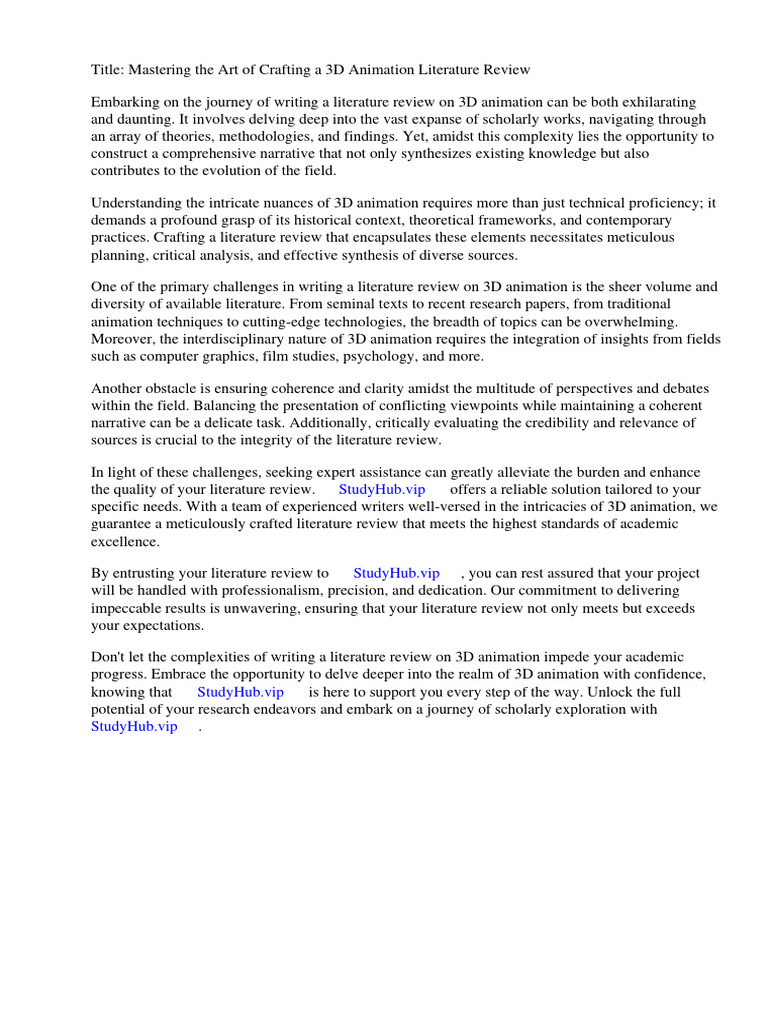 3d Animation Literature Review | PDF | Books | Animation