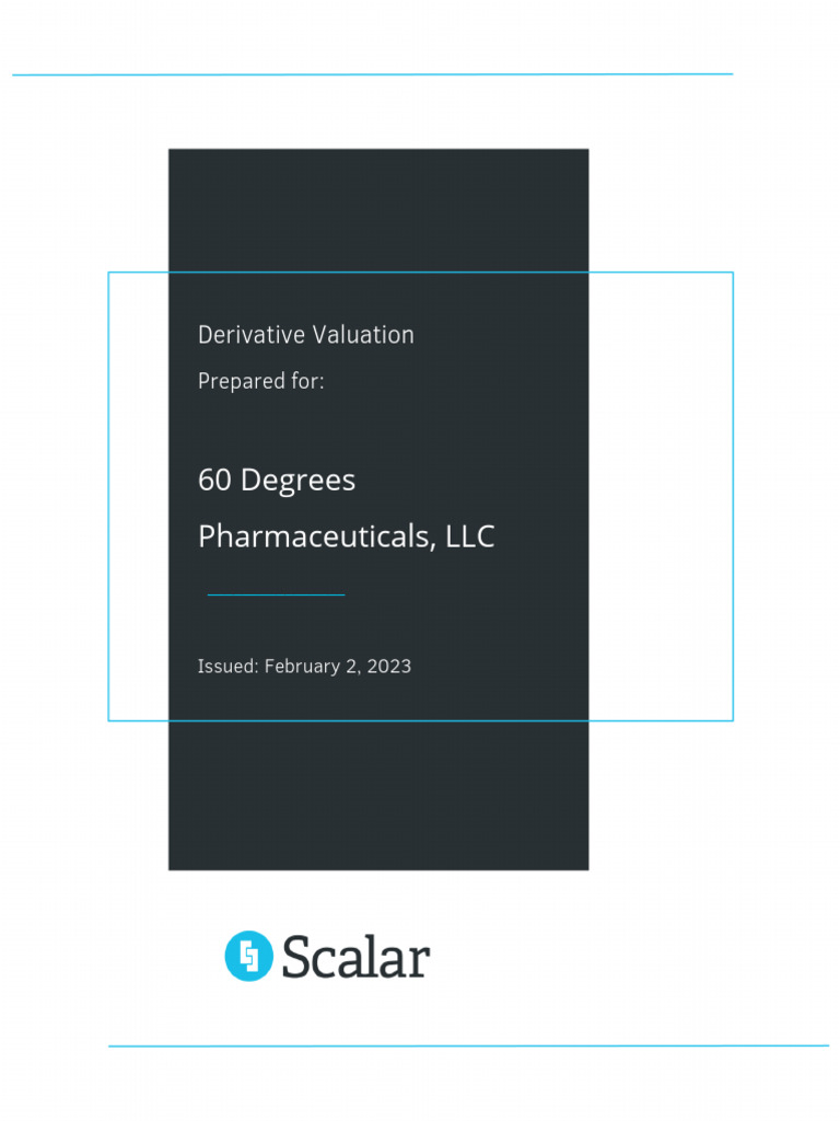 60 Degrees Pharmaceuticals, LLC Derivative Valuation As of December 31 ...