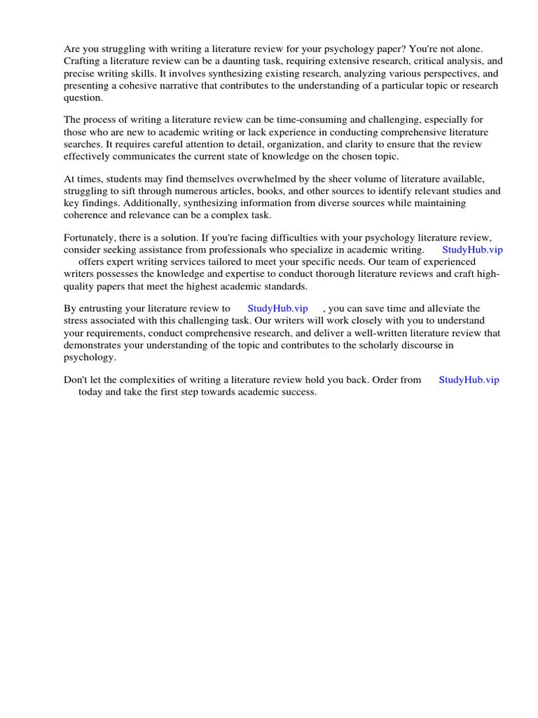 Sample Psychology Literature Review | PDF | Psychology | Literature Review