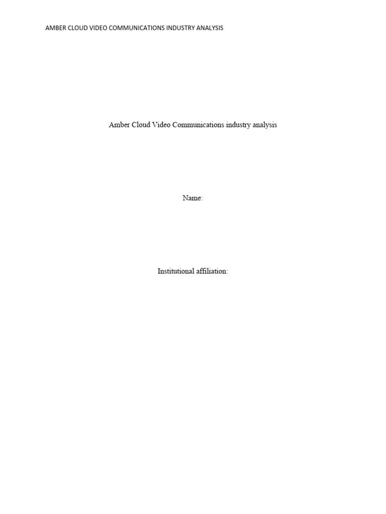 Amber Cloud Video Communications Industry Analysis | PDF | Cloud ...