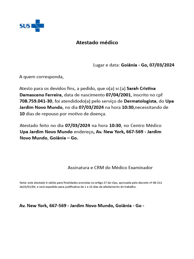 Atestado-Medico (1) 2 | PDF