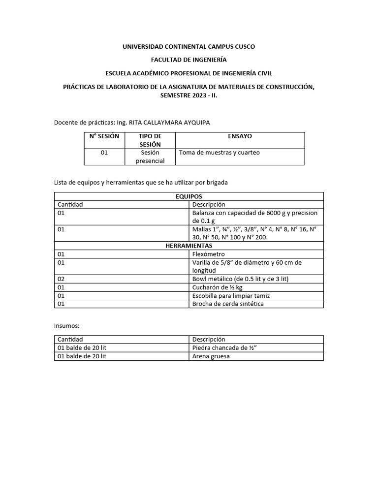 Toma de Muestras y Cuarteo | PDF