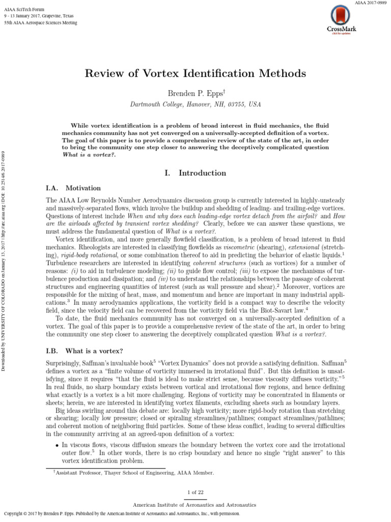 Review of Vortex Identification Methods: Brenden P. Epps | PDF ...