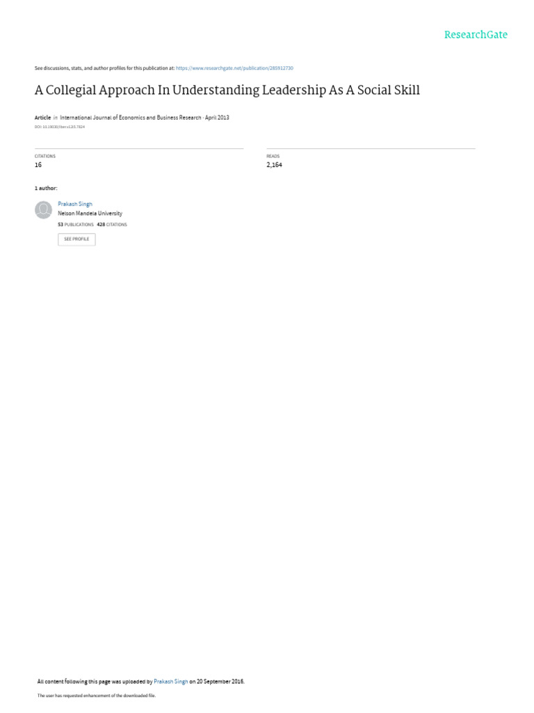 A Collegial Approach in Understanding Leadership A | PDF | Leadership ...