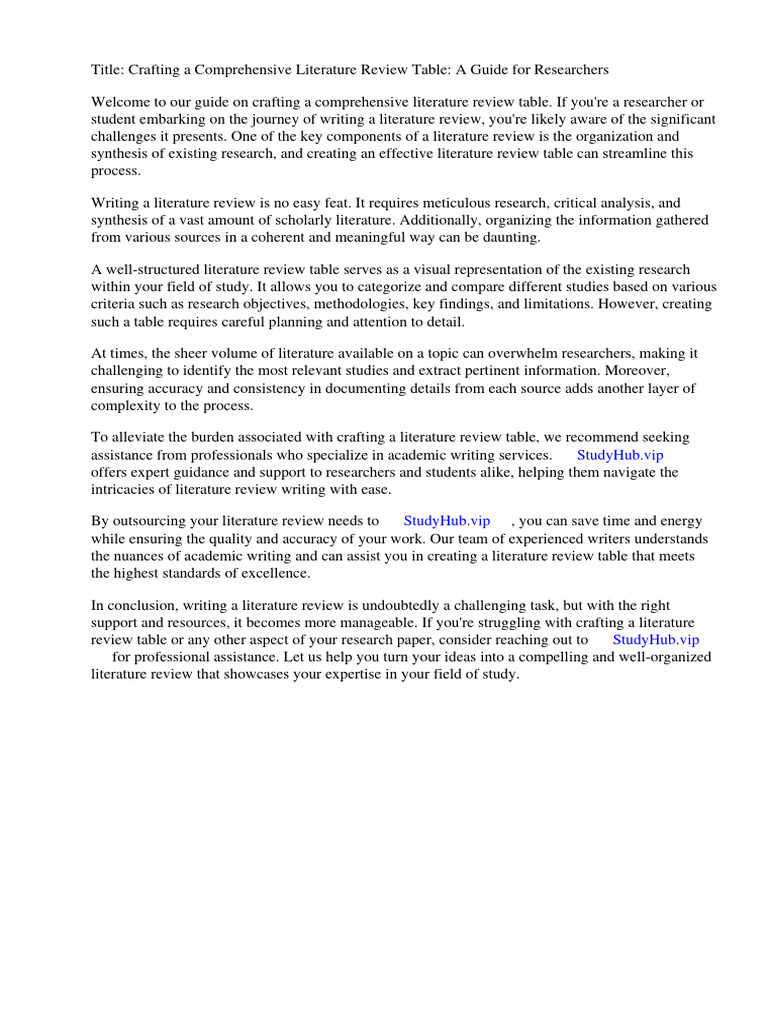 Literature Review Table Sample | PDF | Systematic Review | Meta Analysis