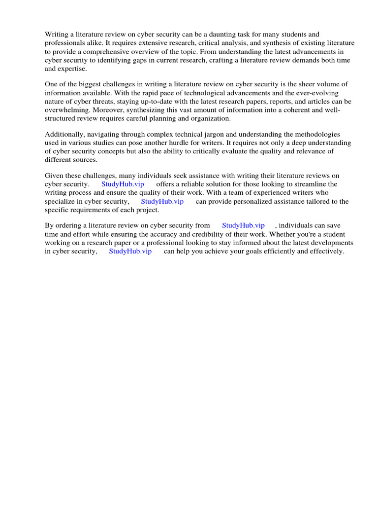 Literature Review Cyber Security Pdf Security Computer Security