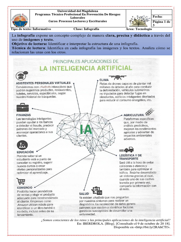 Taller de Comprensión Lectora - Infografía Inteligencia Artificial - Compromiso de Semana 3 ...