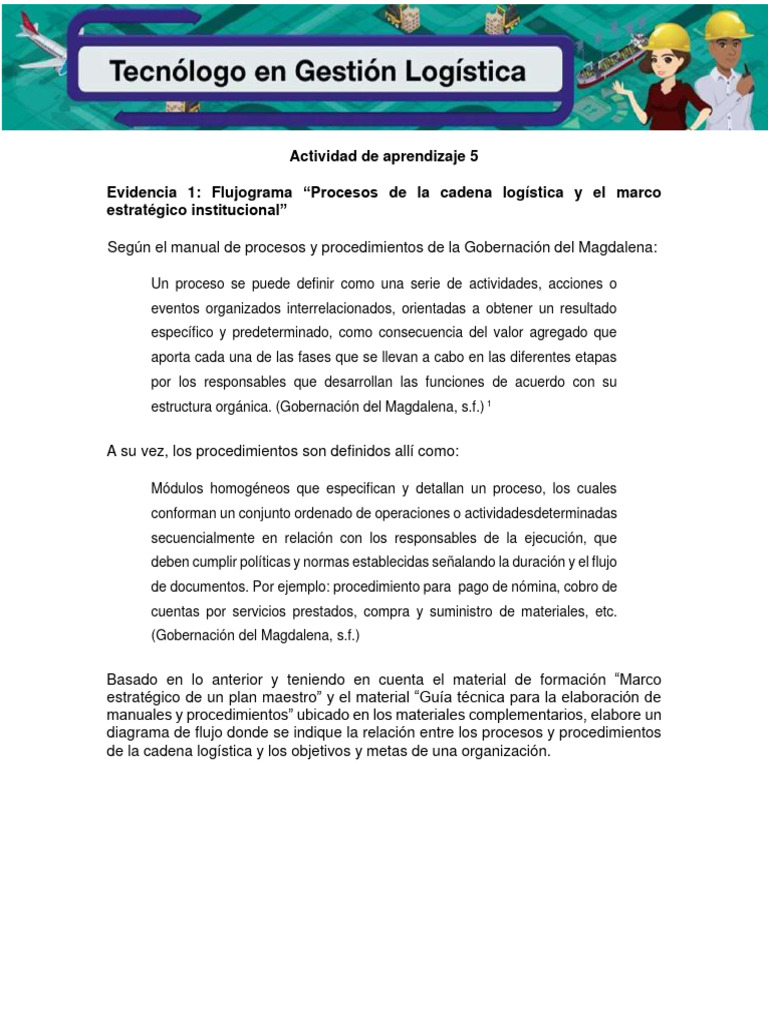 Evidencia 1 Flujograma Procesos de La Cadena Logística y El Marco Estratégico Institucional ...