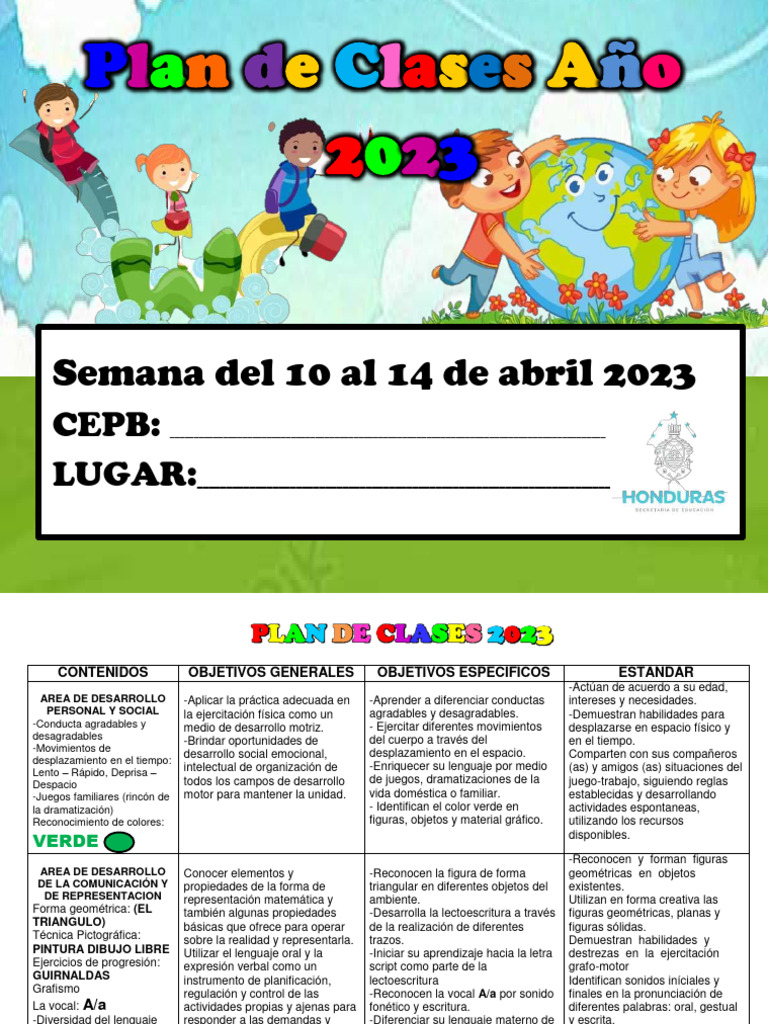 Plan de Clases Pre-Básica 2023 | PDF | Tierra | Escritura