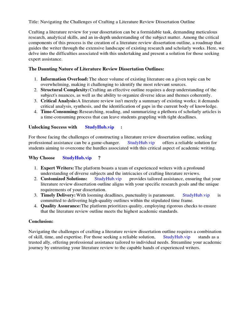 Literature Review Dissertation Outline | PDF | Thesis | Literature Review