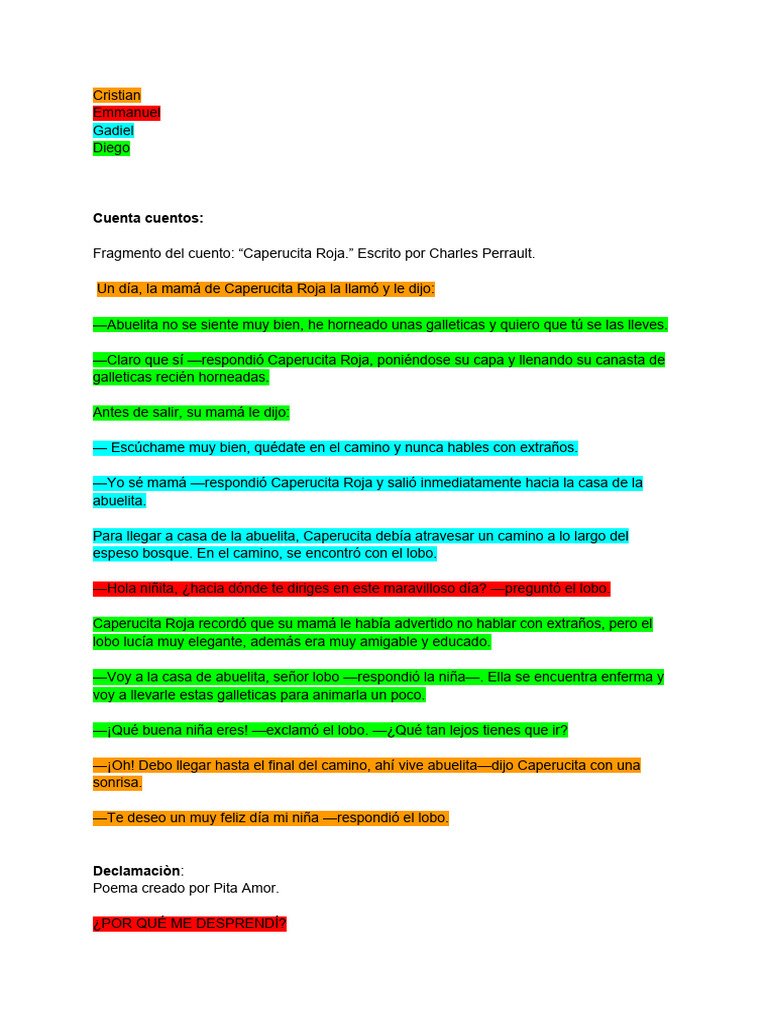 Documento Sin Título (2) | PDF | Romeo y Julieta | Caperucita Roja