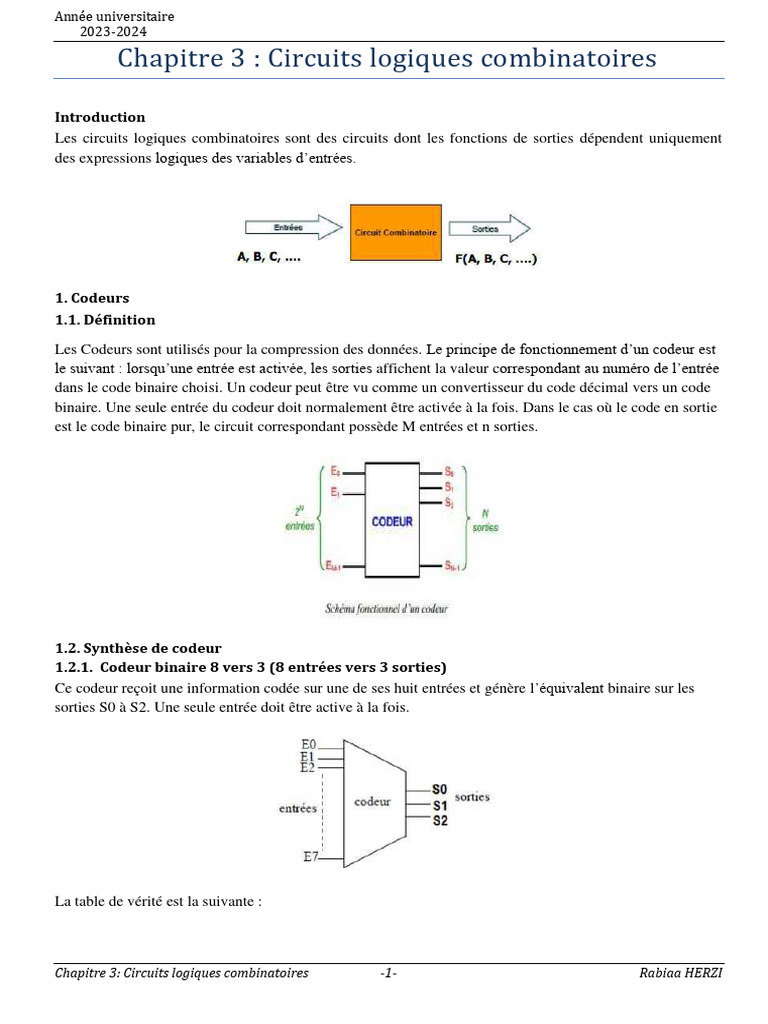 Chapitre 3 - Circuits Logiques Combinatoires | PDF | Mathématiques appliqués | Théorie du calcul