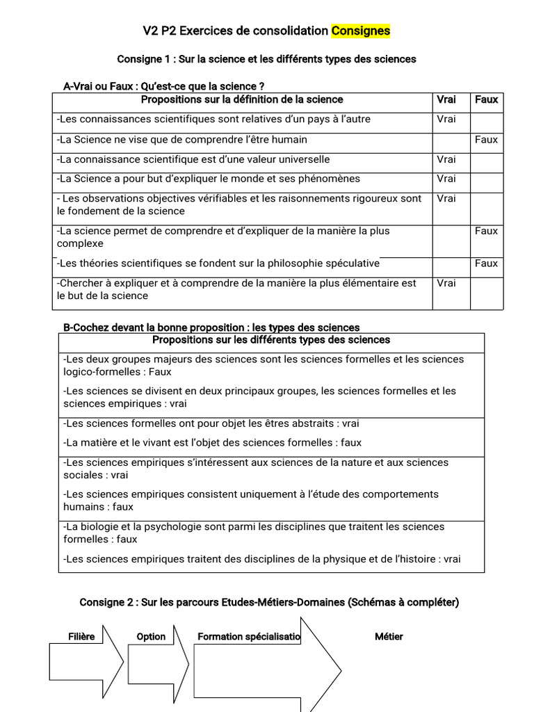V2 P2 Exercices de Consolidation | PDF