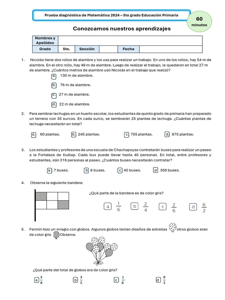 .Archivetemp5. QUINTO GRADO - MATEMATICA - PRIMARIA | PDF