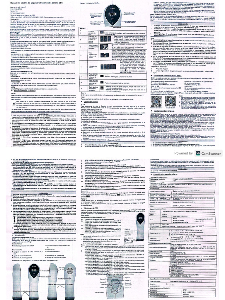 Doppler Fetal Edan Sd1 Ip22 | PDF