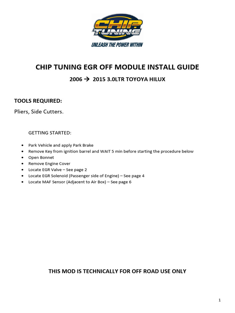 2006 2016 Toyota Egr Off Install Guide | PDF | Engines | Vehicle Parts