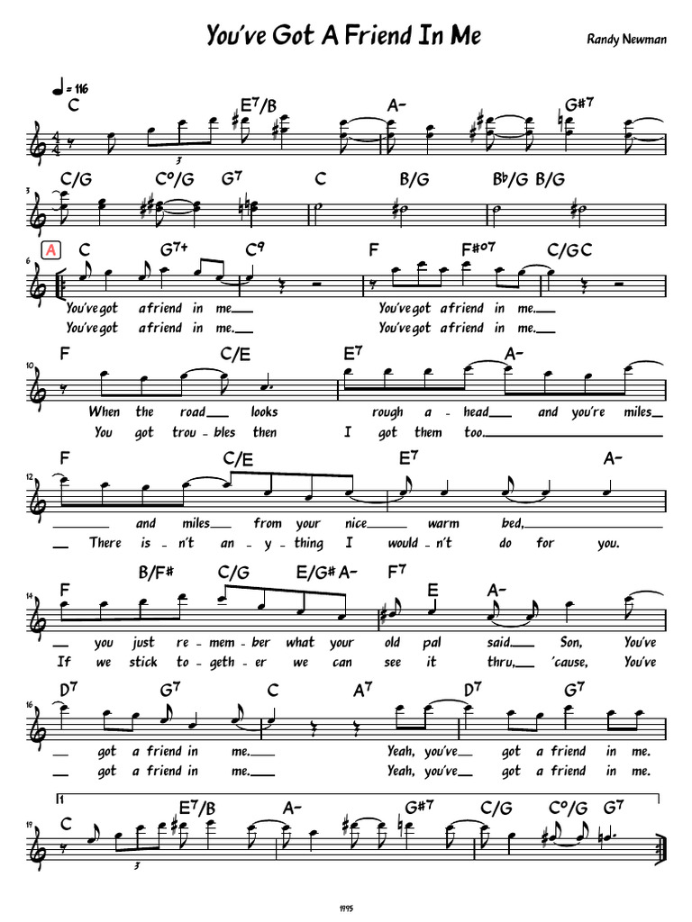 Youve Got A Friend in Me Lead Sheet With Lyrics | PDF