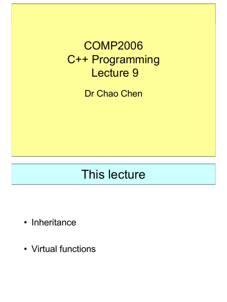 COMP2006 Lecture 9 Inheritance and Virtual Functions | PDF | Inheritance (Object Oriented ...