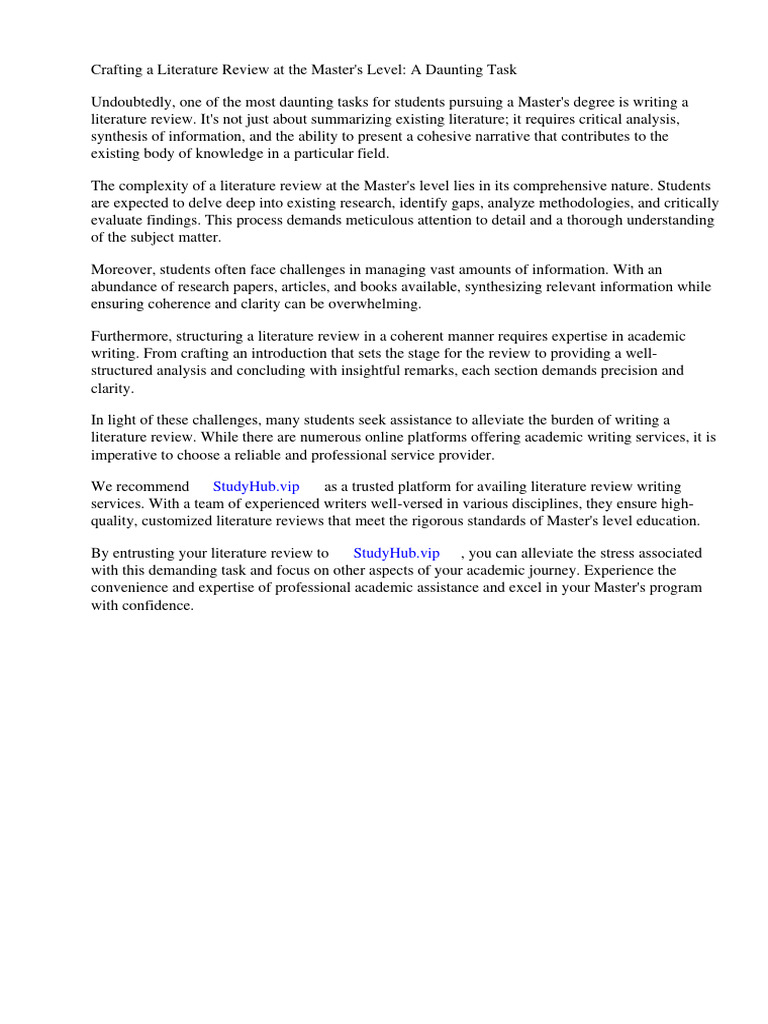 Literature Review at Masters Level | PDF | Literature Review | Methodology