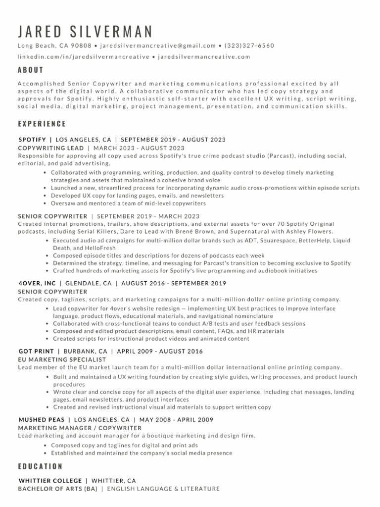 Jared Silverman - 2024 Resume | PDF